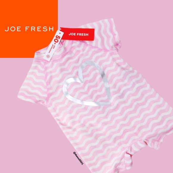 Joe Fresh | Swim | Nwt Joe Fresh Pink Stripe Heart Upf 5 Rashguard ...